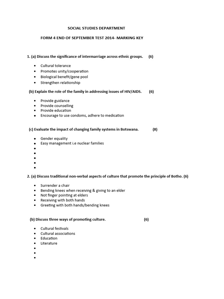Form End of Sept 2014-Marking Key | PDF