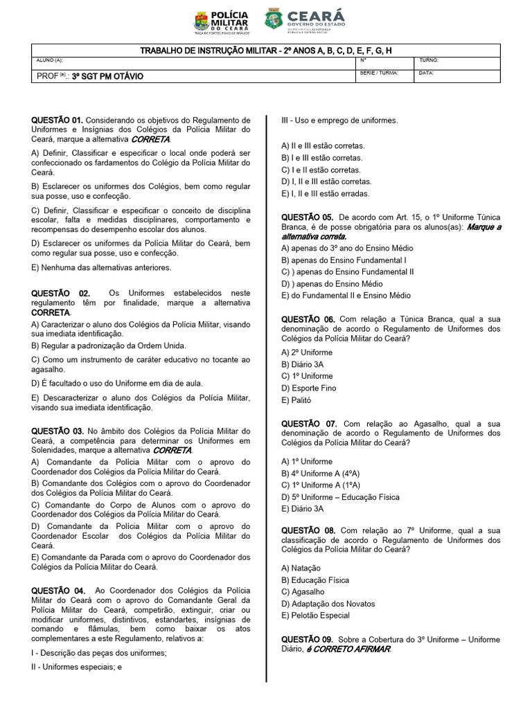 ATIVIDADE DE I.M. - 2º ANO 2º Período | PDF | Faculdade | Cor