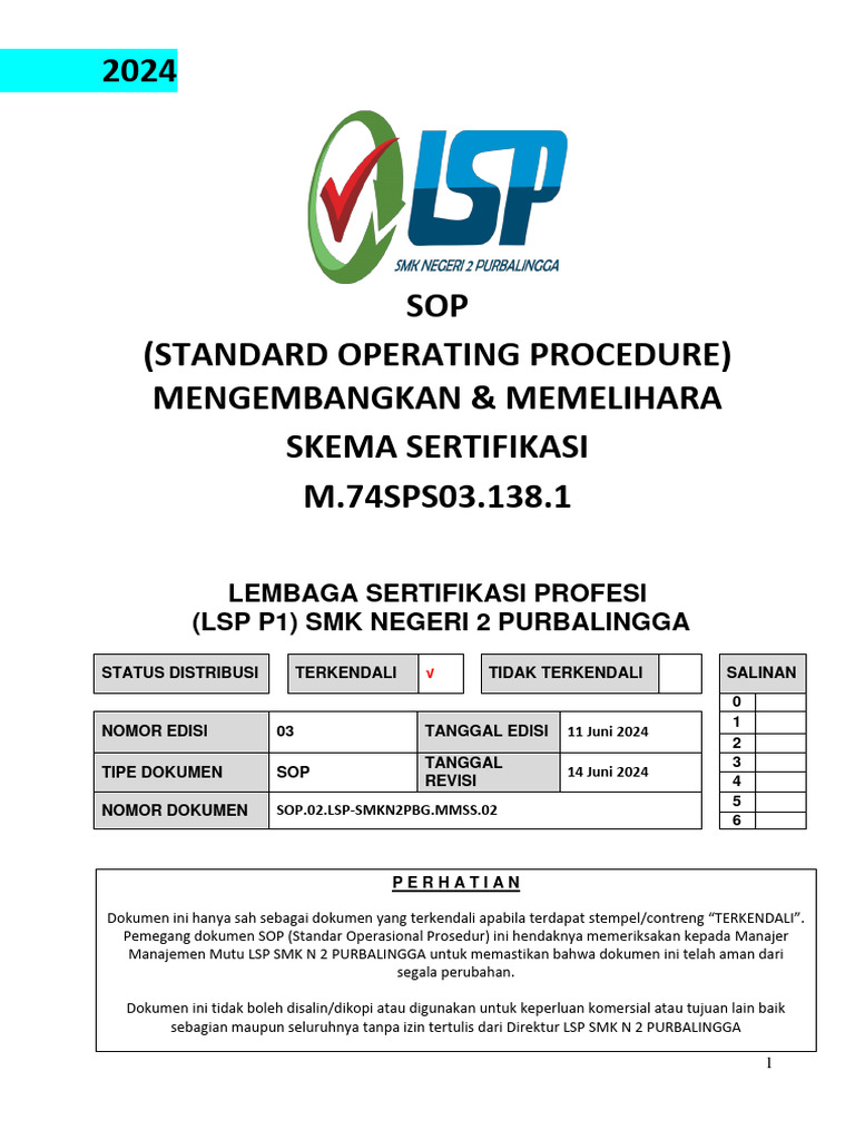 SOP Mengembangkan Dan Memelihara Skema Sertifikasi M.74SPS03.138.1 | PDF