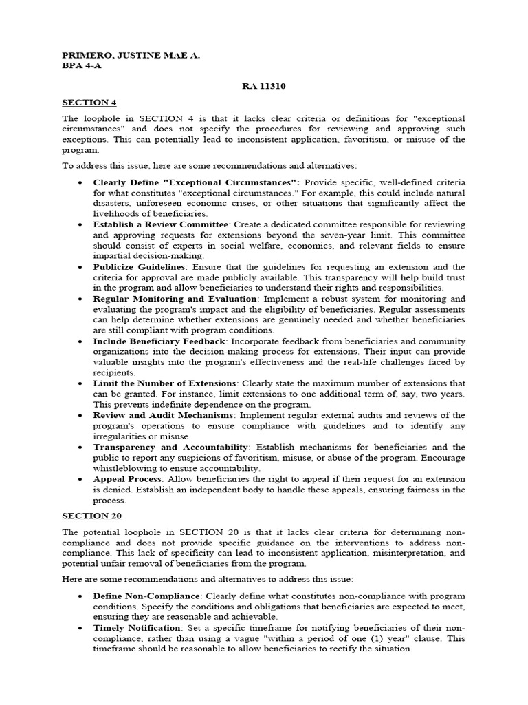 RA 11310 Loopholes and Alternatives | PDF | Regulatory Compliance ...
