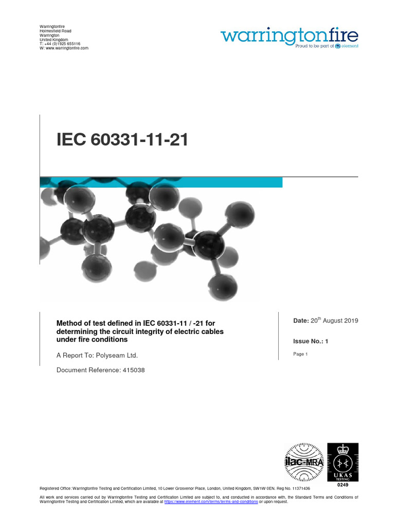 IEC 60331 Cable Integrity Test Report | PDF | Electrical Conductor ...