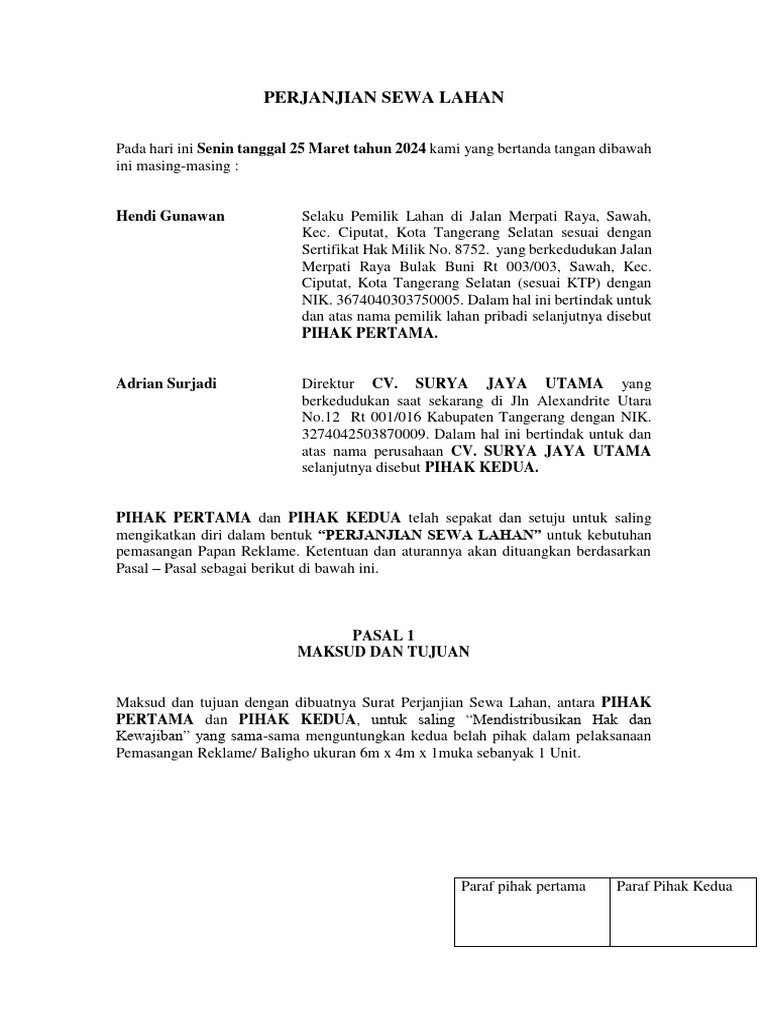 MOU Merpati Raya An Hendi Gunawan | PDF