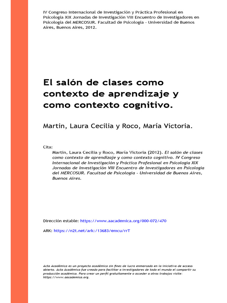 Martin, Laura Cecilia y Roco, María (... ) (2012) - El Salón de Clases ...