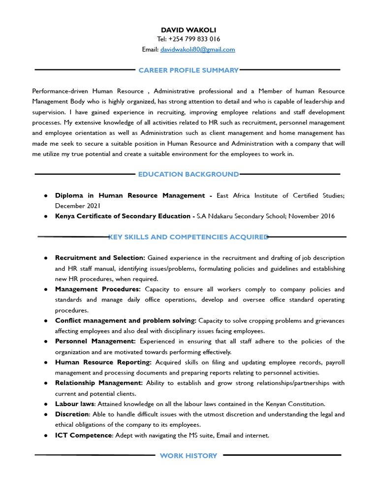 Career Profile Summary | PDF | Human Resources | Human Resource Management