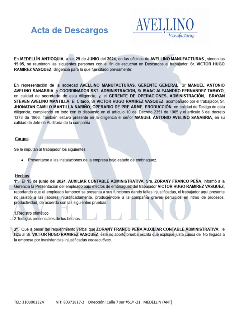 Acta de Descargos | PDF