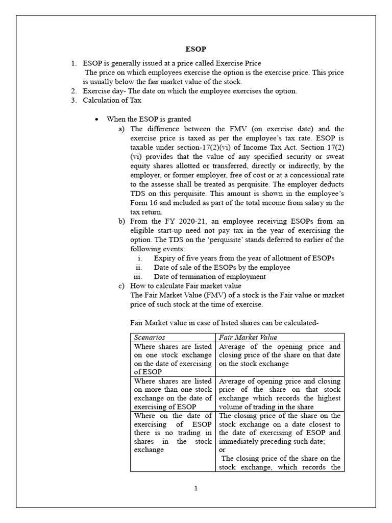 ESOP | Download Free PDF | Stocks | Taxes