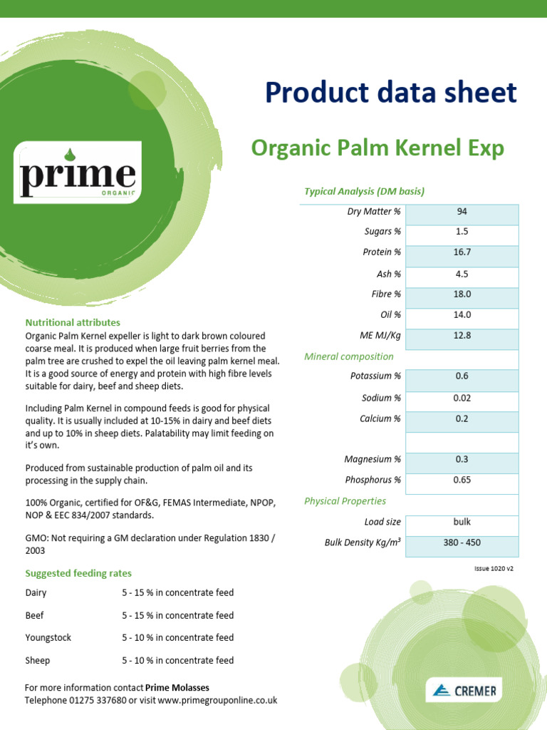 Organic Palm Kernel Feed Guide | PDF | Beef | Seed
