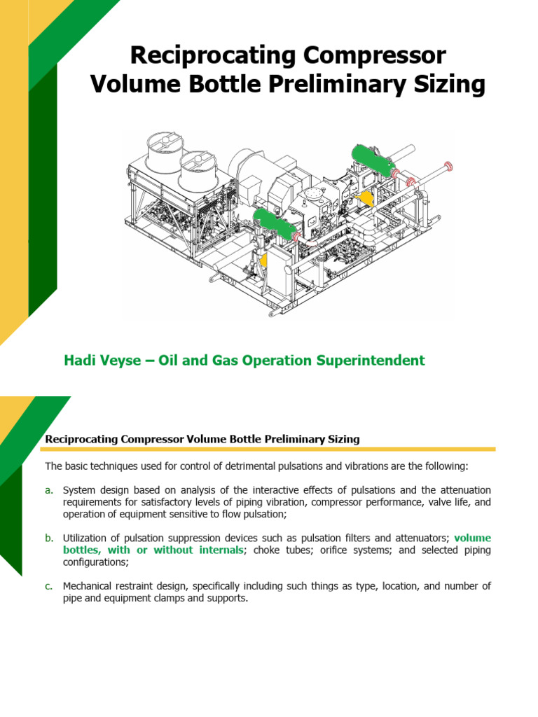 Reciprocating Compressor Volume Bottle Preliminary Sizing | PDF | Gas ...
