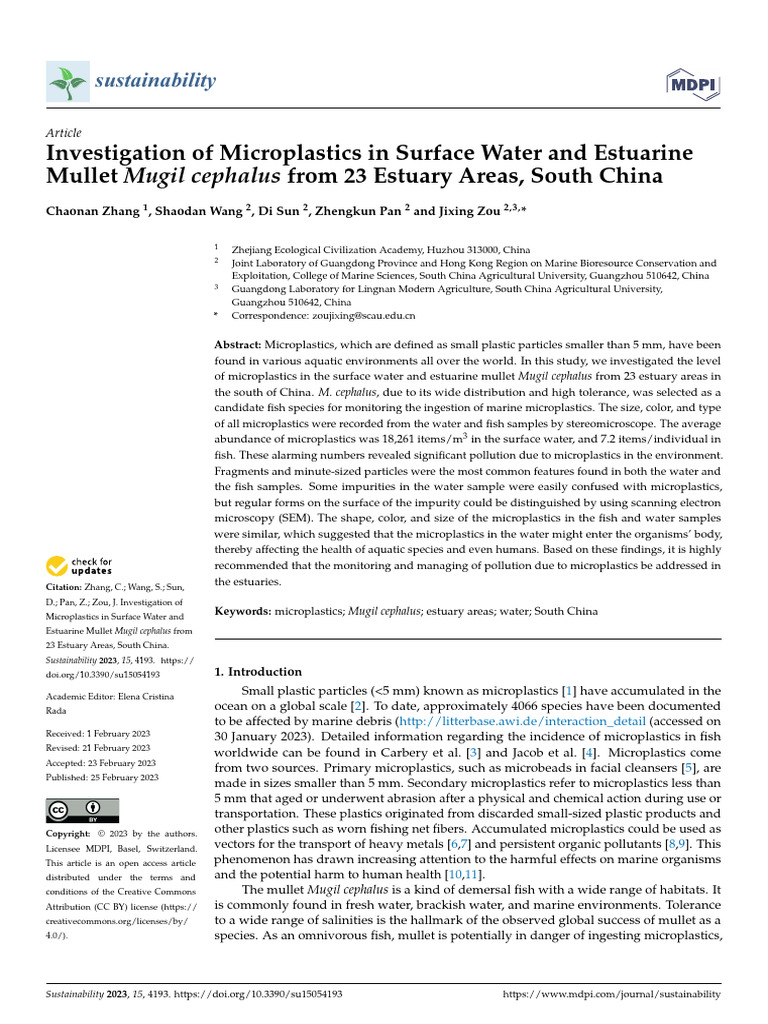 Investigation Of Microplastics In Surface Water An Pdf Water