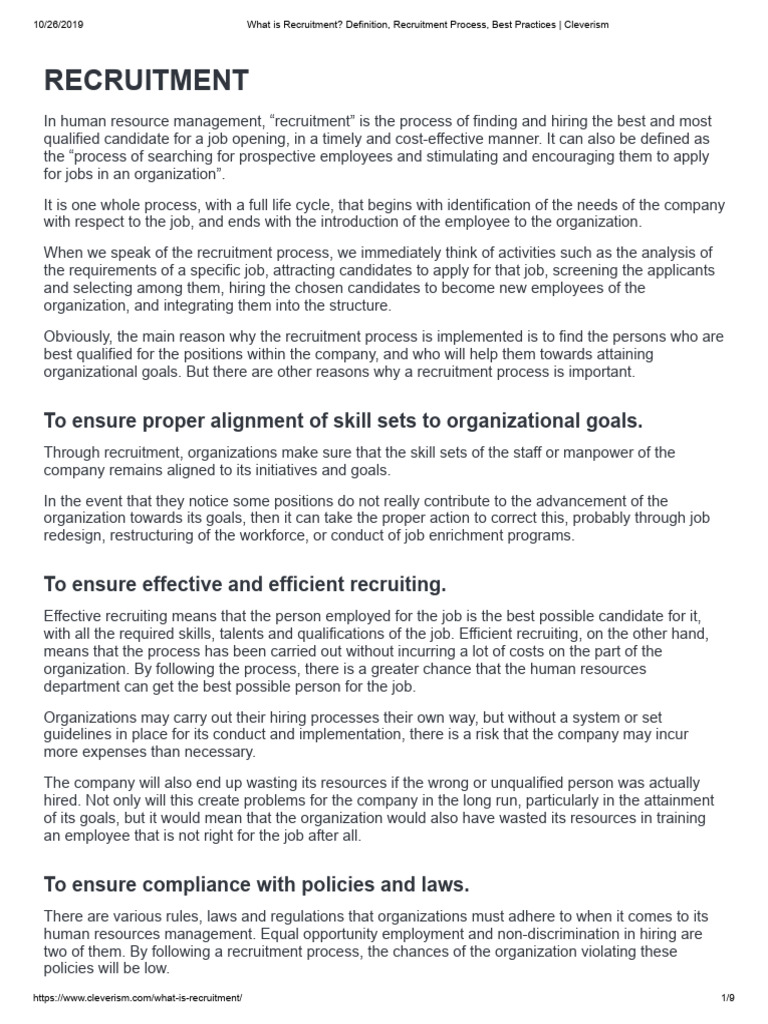 What Is Recruitment? Definition, Recruitment Process, Best Practices ...