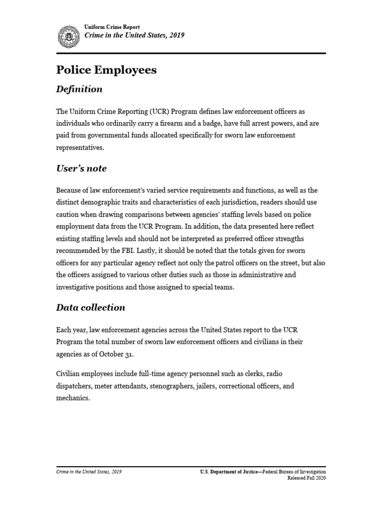 Police Employees | PDF | Uniform Crime Reports | Police