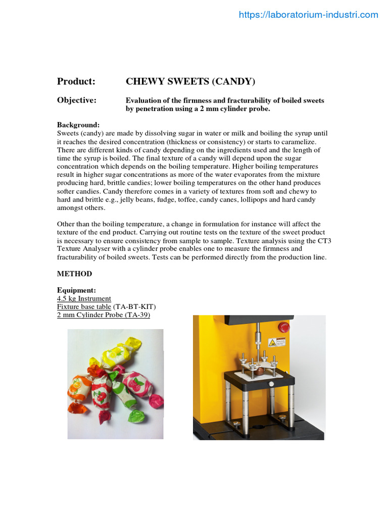 Chewy Sweets Hardness Test | PDF | Candy