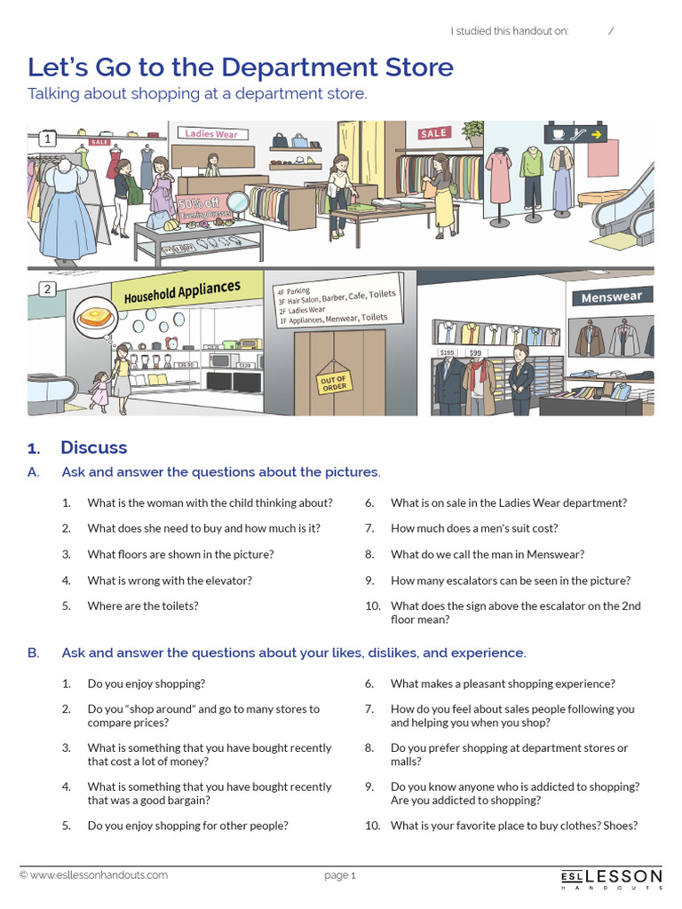 Lets Go To The Department Store Student | PDF