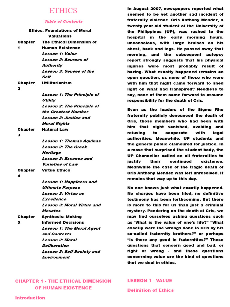 Ethics - Chapter 1 | PDF | Morality | Divine Command Theory