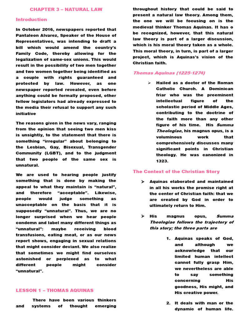 Ethics - Chapter 3 | PDF | Thomas Aquinas | Natural Law