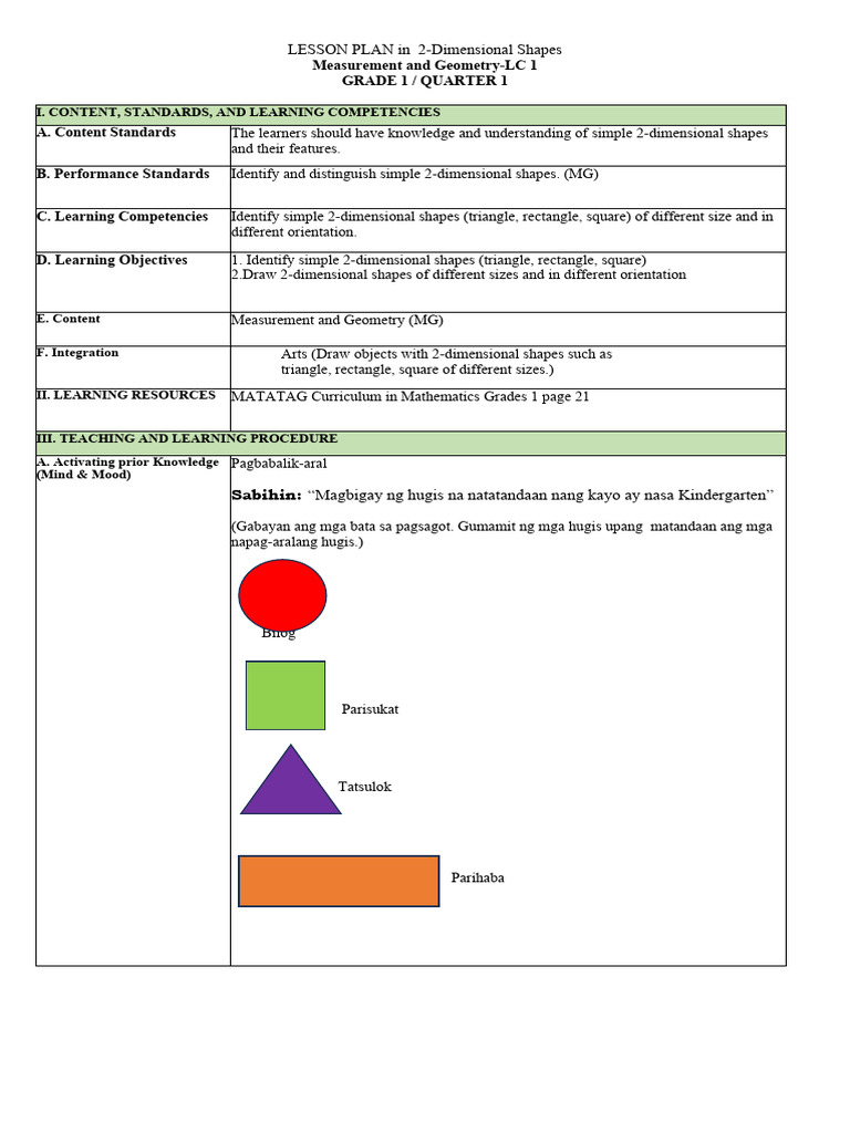 Grade 1 Lesson Exemplar MATATAG Training Batch 2 | PDF