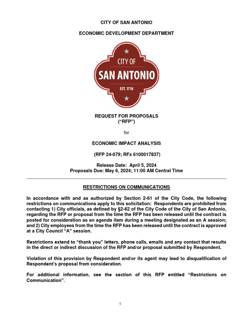 RFP 24-079 Economic Impact Analysis - Final | PDF | Request For ...