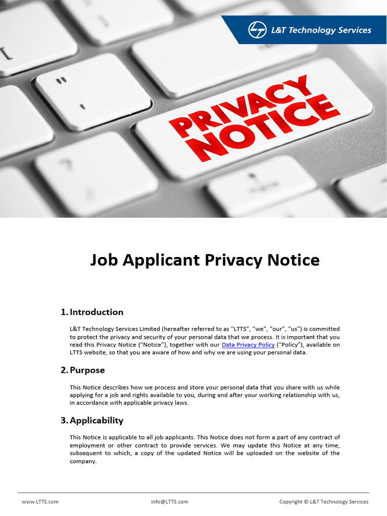 Job Applicant Privacy Notice | PDF | Privacy | Employment