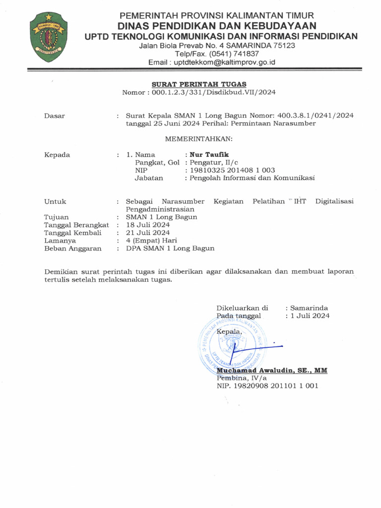 SPT Narsum SMAN 1 Long Bagun | PDF