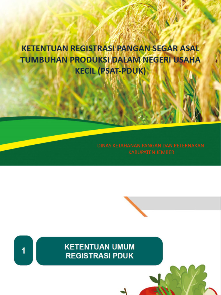 Registrasi PSAT Pangan Segar Jember | PDF | Pengelolaan Keuangan & Uang