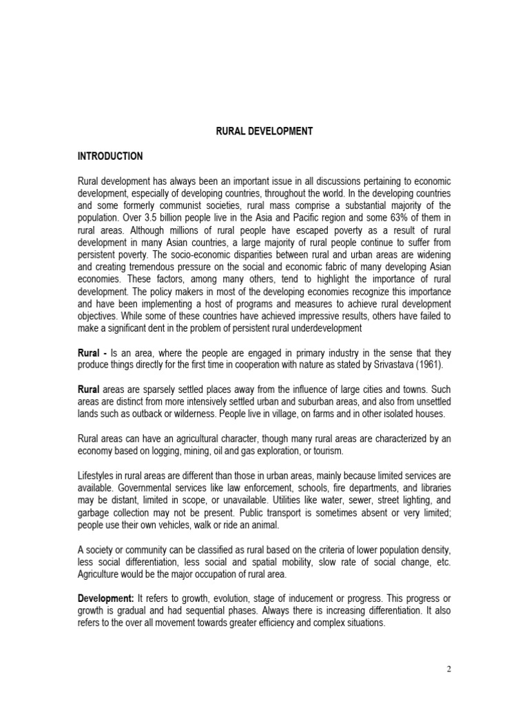 Unit 1 RURAL DEVELOPMENT-2-6 | PDF | Agriculture | Rural Development