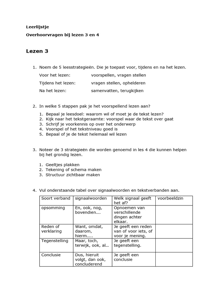 2M Leerlijstje PW4 Ingevuld | PDF