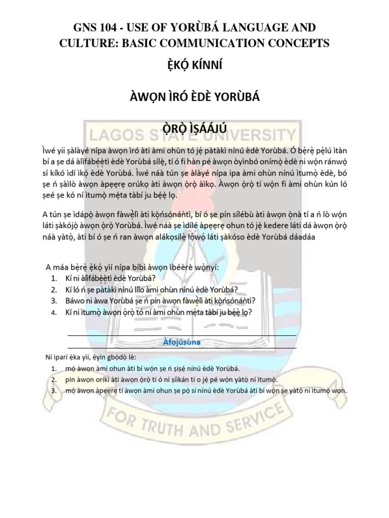 GNS 104 Week 1 | PDF