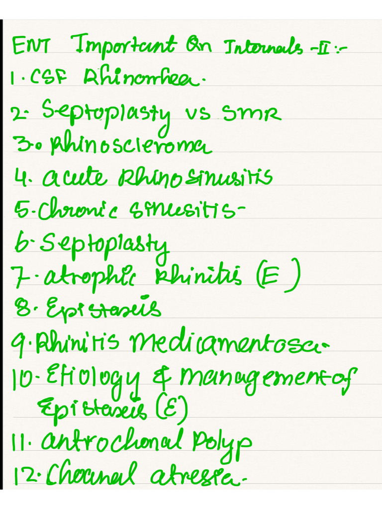 Ent important questions for internals 2 taken from previous year university papers | PDF