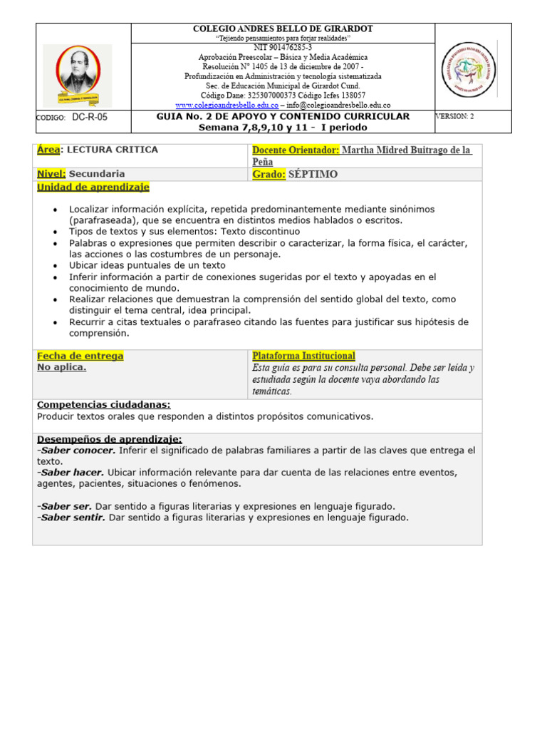 Guia No. 2 Teoria y Taller INFORMACION - EXPLICITA E IMPLICITA 7° | PDF ...