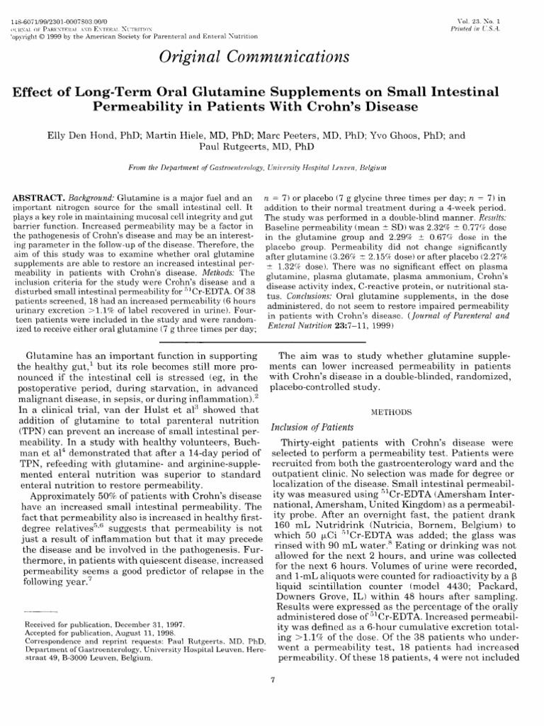 Chron y Glutamina Denhond1999 | PDF | Crohn's Disease | Clinical Medicine