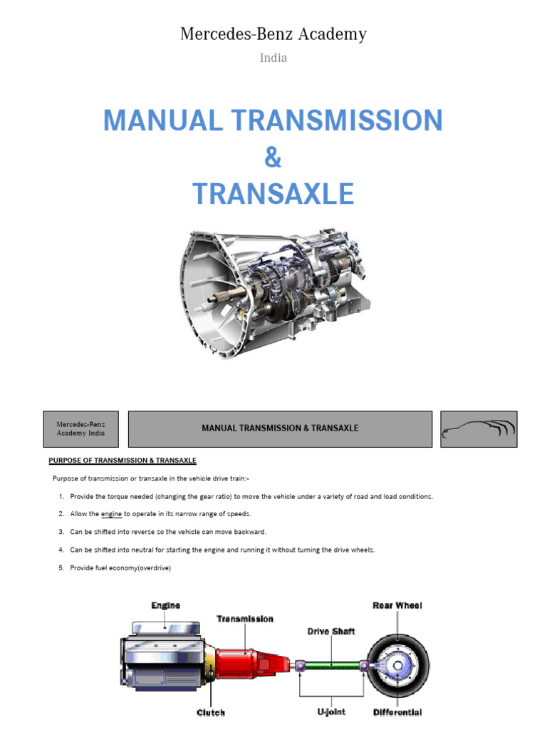 Manual Transmission & Transaxle Note | PDF | Manual Transmission | Gear