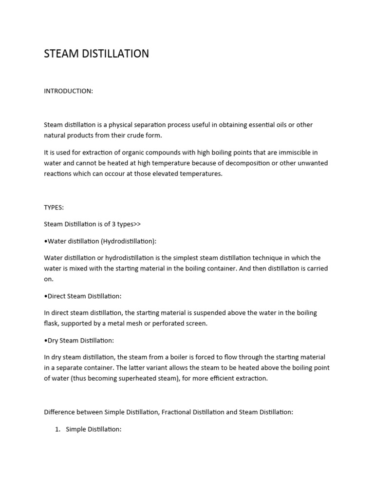 Steam Distillation | PDF | Distillation | Materials