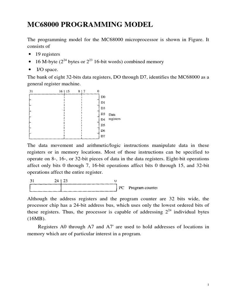 06 M68000 Programming Model and Addressing | PDF | Central Processing Unit | Computer Architecture