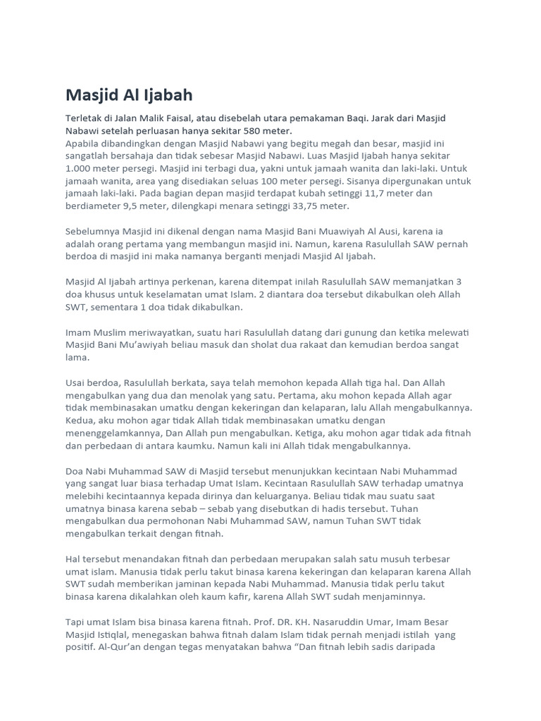Masjid Al Ijabah | PDF