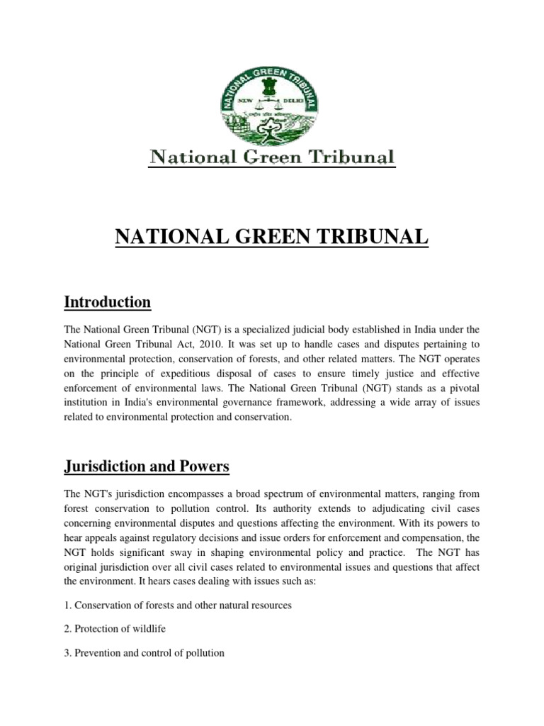 National Green Tribunal | PDF | Tribunal | Environmental Law