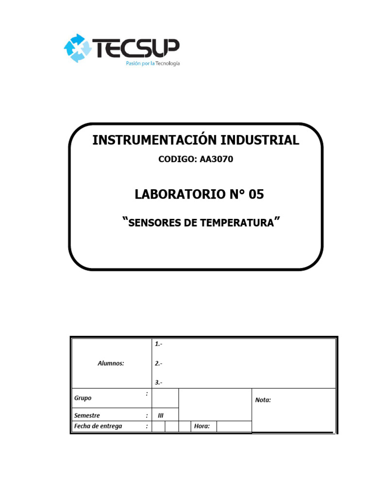 Laboratorio 05 Sensores de Temperatura | PDF | Par termoeléctrico | Electricidad