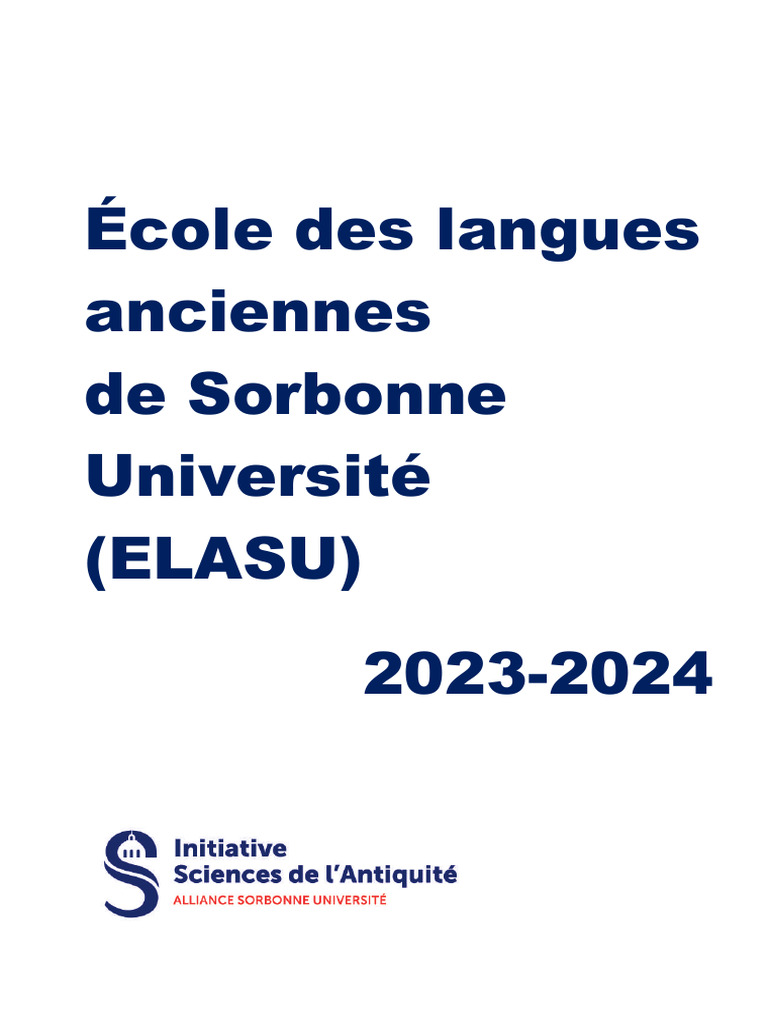 ELASU Brochure 2023-2024 | PDF | Phénicie | sanskrit