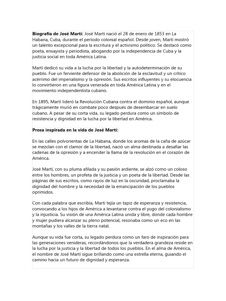 Biografía de José Martí | PDF | Mahatma Gandhi