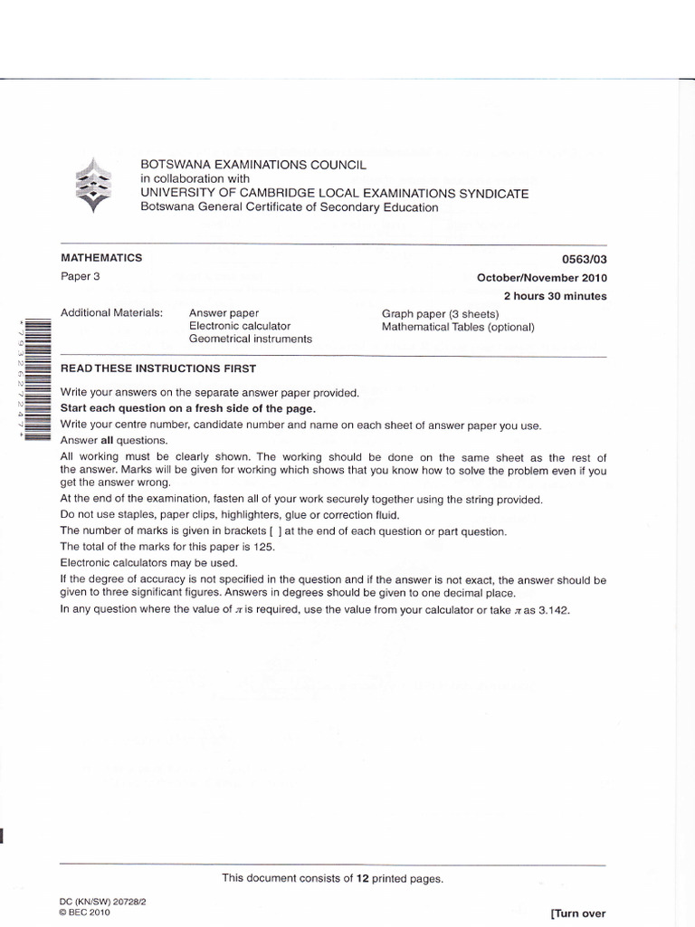 Maths Paper 3 Kit 2010-2021 | PDF | Area | Trigonometry