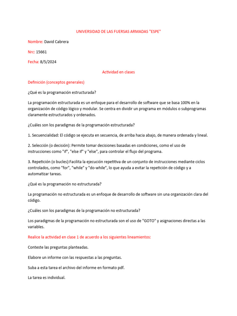Programación: Estructurada vs No Estructurada | PDF | Programación de computadoras | Programa de ...