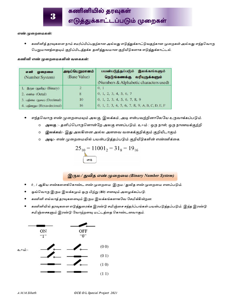 ICT Grade 10 Unit - 03 Numbering Part 1 | PDF