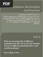 Theorems On Rectangle, Rhombus, and Square | PDF | Rectangle | Polytopes