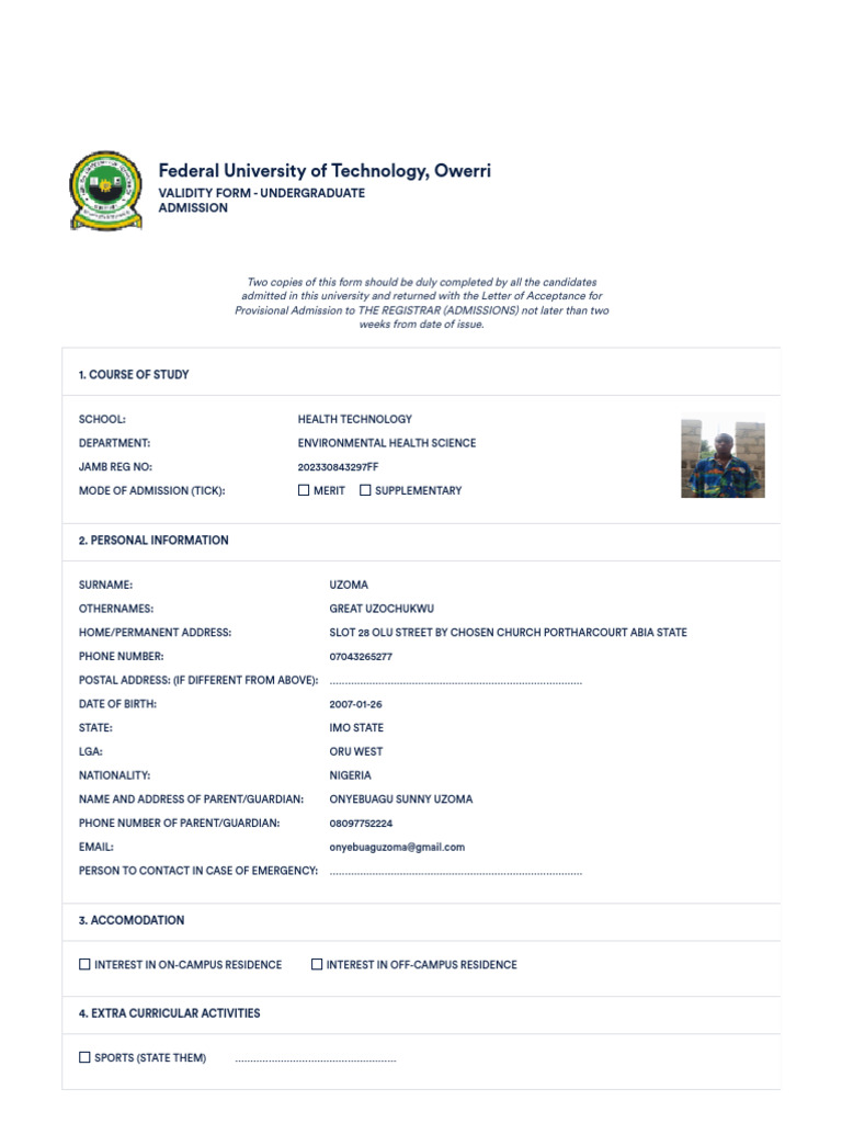 FUTO SM Core Portal | PDF