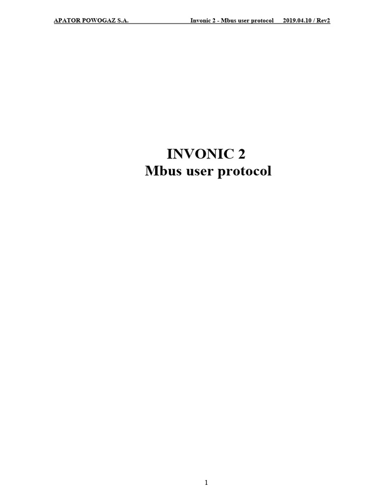 Invonic2 Mbus 190410 | PDF | Parameter (Computer Programming) | Computer Architecture