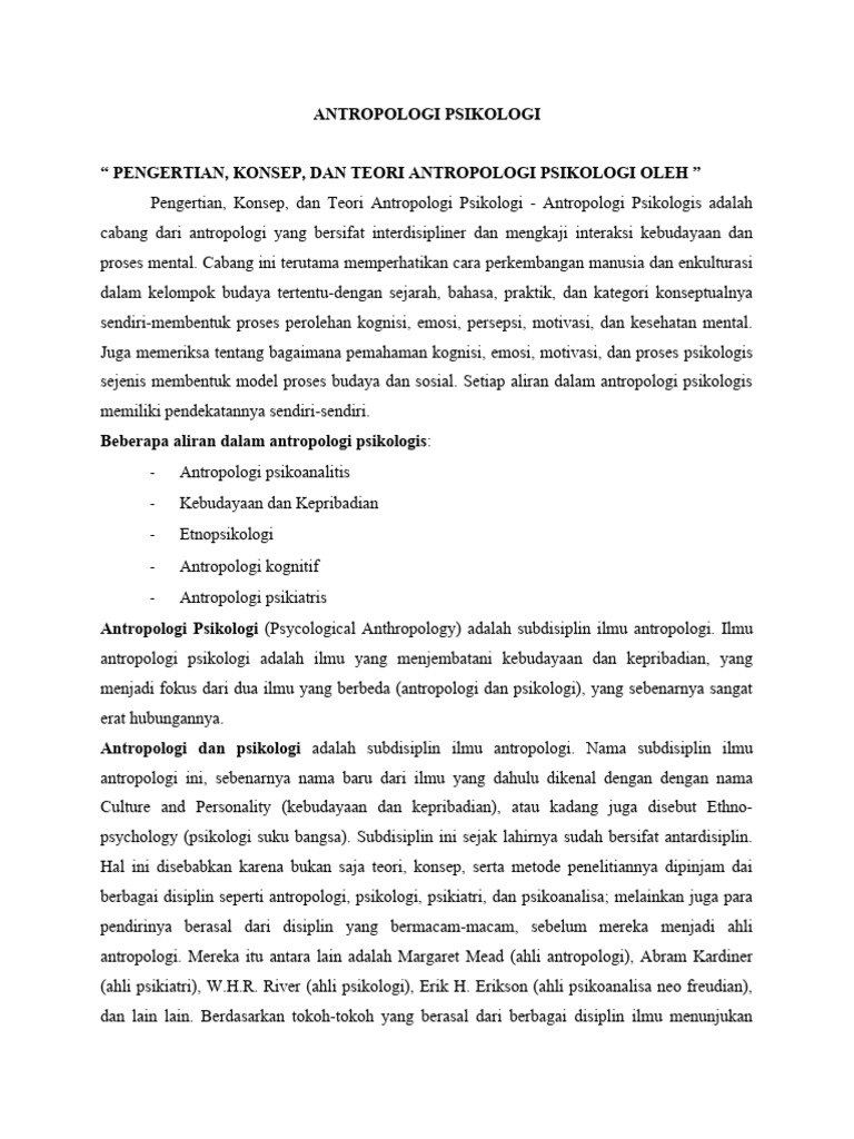 Rangkuman Antro Psikologi | PDF
