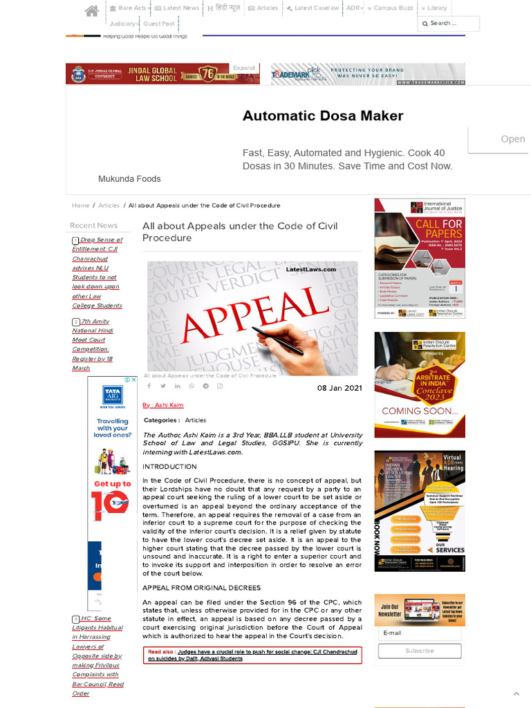 All About Appeals Under The Code of Civil Procedure | PDF | Appeal ...