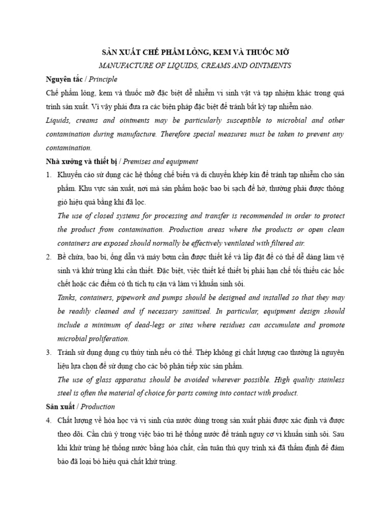 Annex 9 - Manufacturer Liquids, Creams and Ointments | PDF