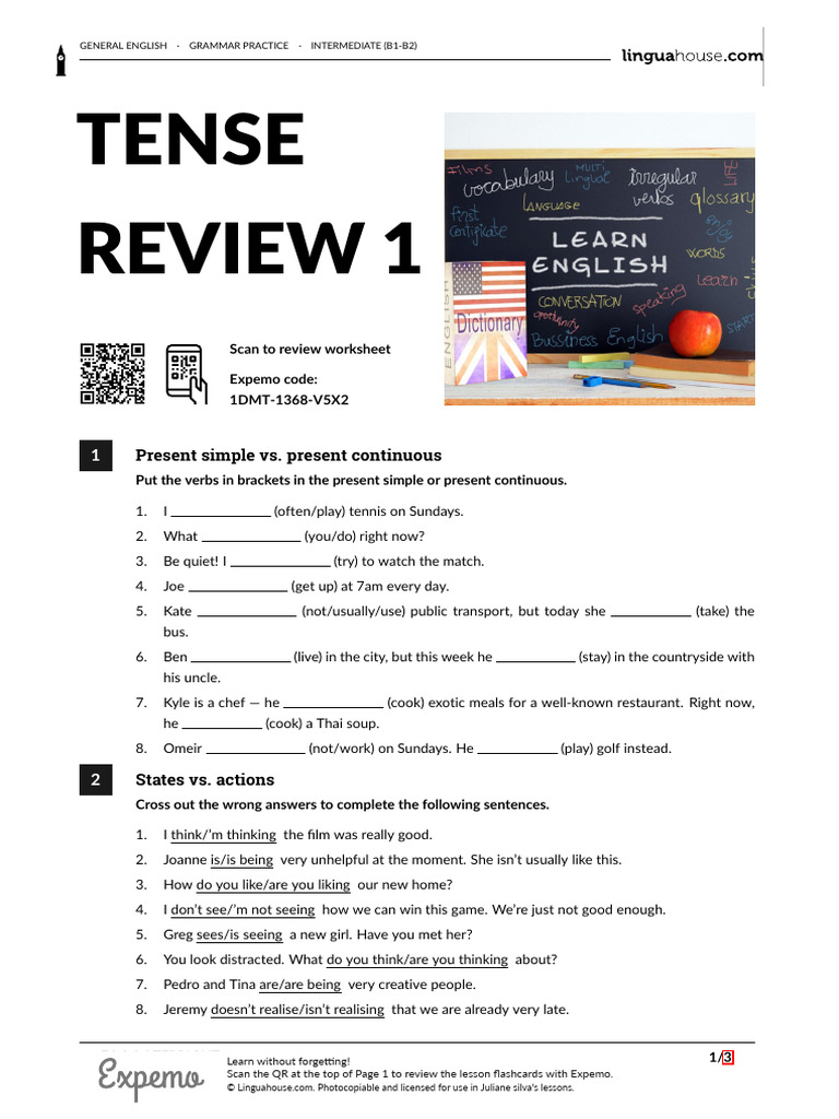 Tense Review 1 British English Teacher | PDF | Grammatical Tense ...