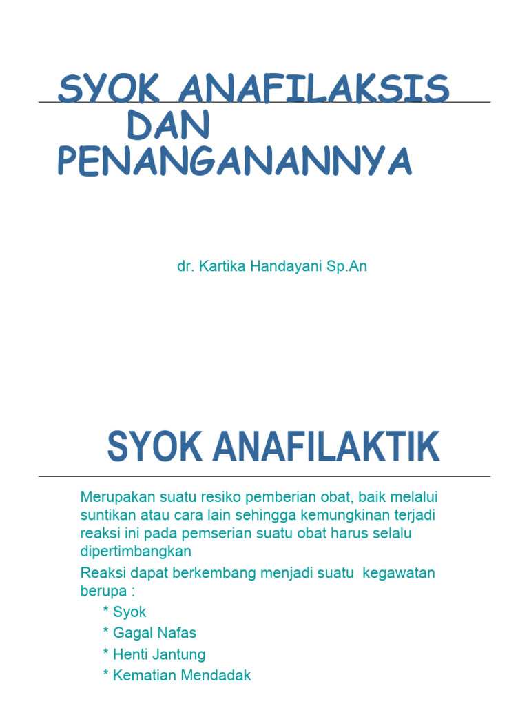 Penanganan Syok Anafilaksis | PDF