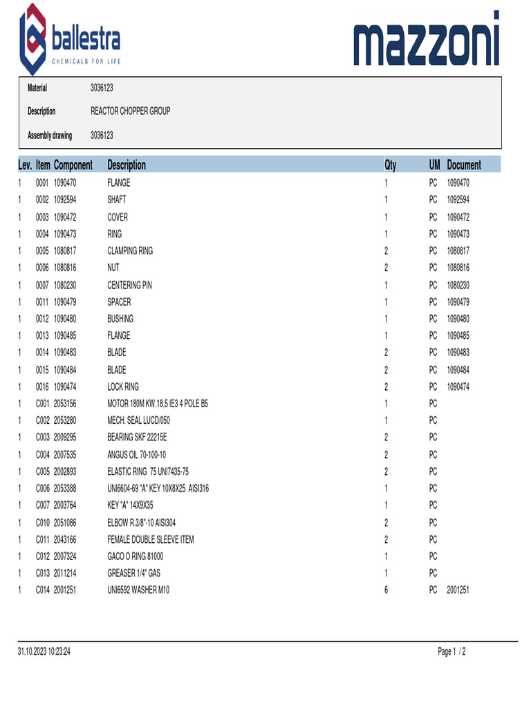 04 BOM Chopper GRP | PDF | Machines | Manufactured Goods